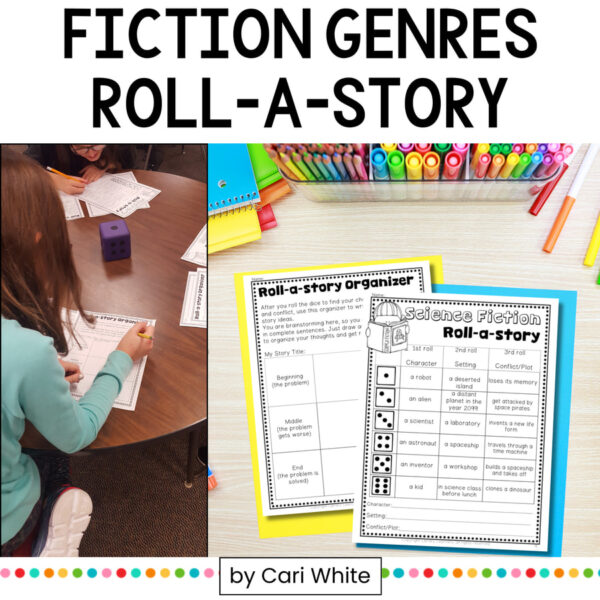 Fiction Genres Roll-a-Story Writing Library Center | Librarians Teach