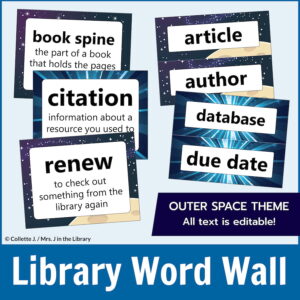 Outer Space Theme Word Wall & Vocabulary Cards | Librarians Teach