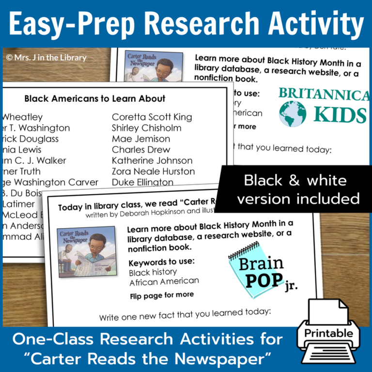 Black History Month: One-Class Research Activities & Read-aloud Lesson ...