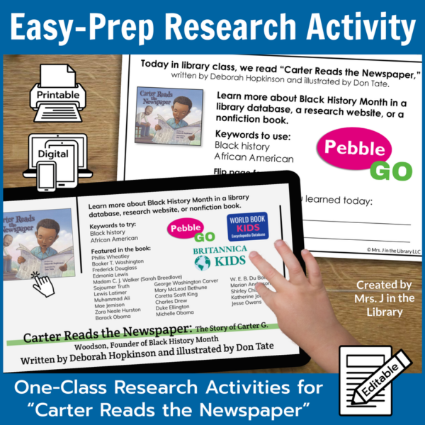 Black History Month: One-Class Research Activities & Read-aloud Lesson ...