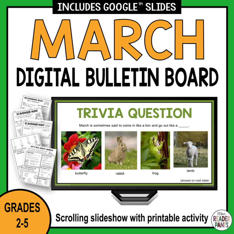 March Holidays Digital Bulletin Board & Scavenger Hunts for Elementary ...
