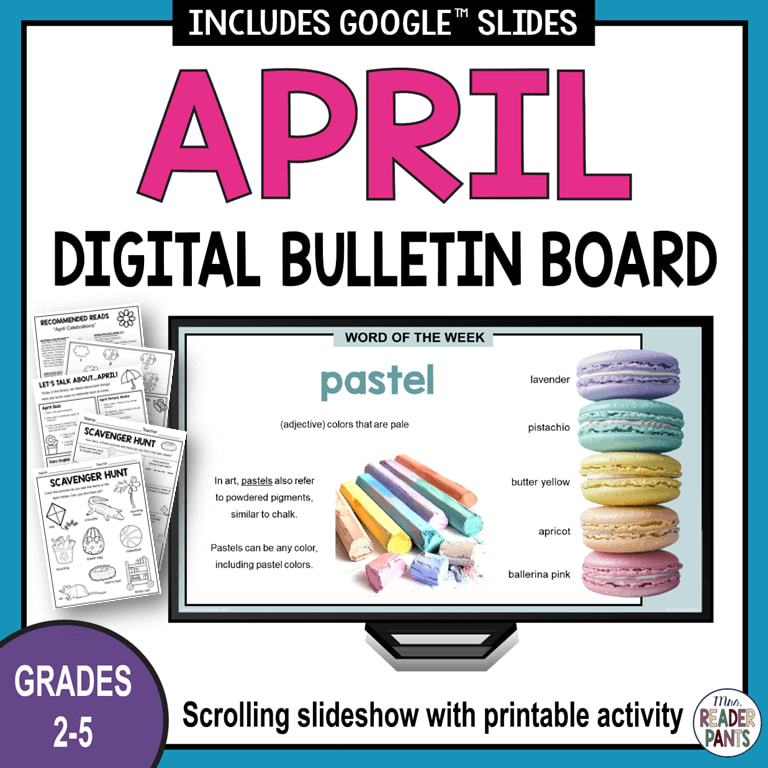 April Holidays Digital Bulletin Board & Scavenger Hunts for Elementary ...