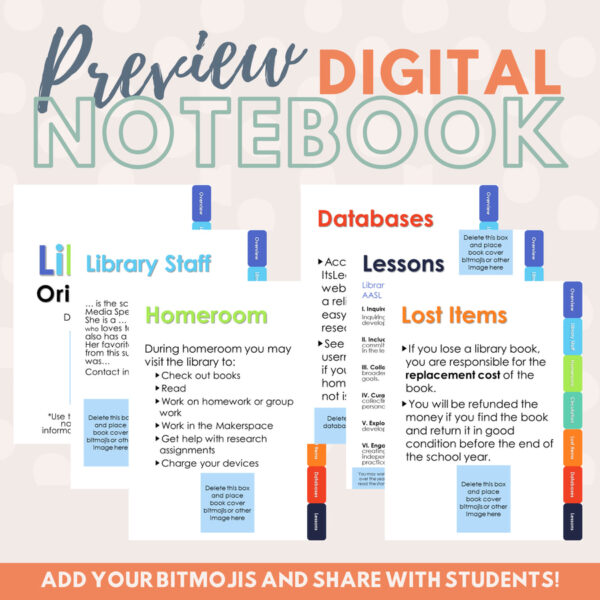 Library Orientation Digital Notebook or Handbook for Middle School ...