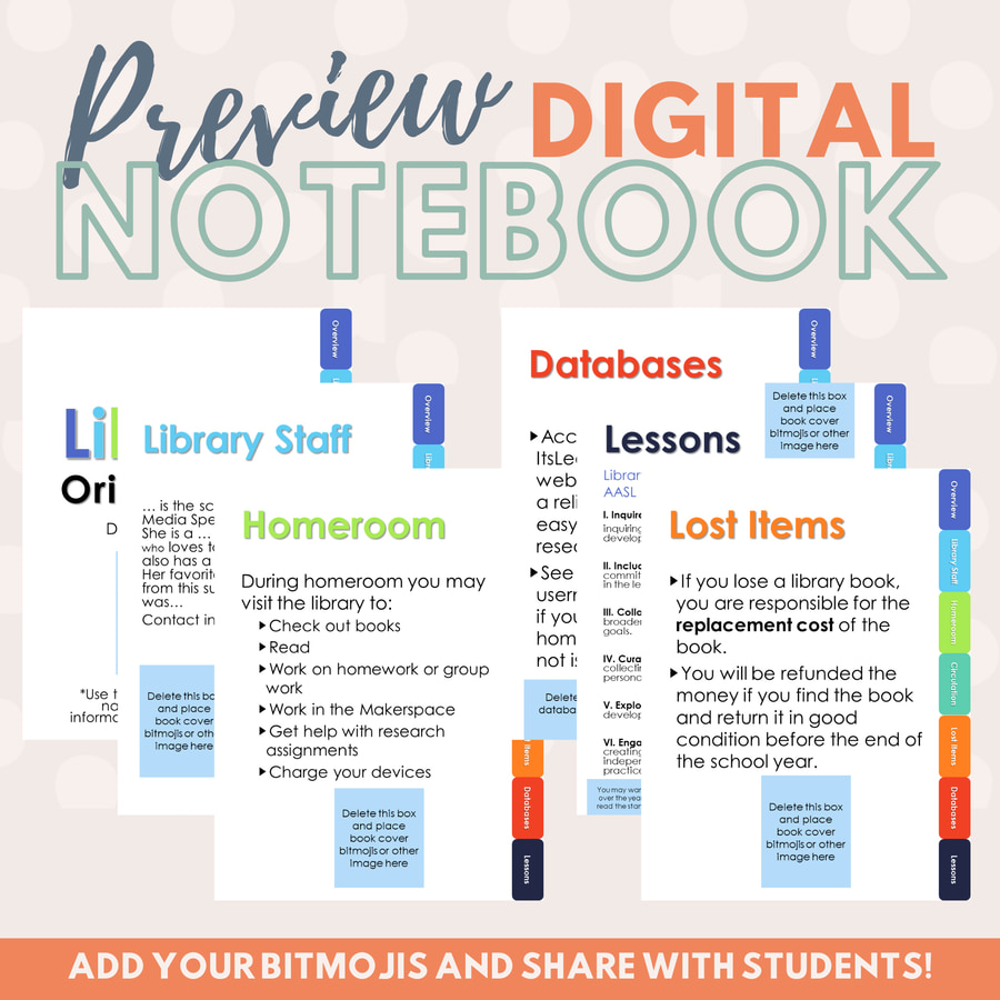 Library Orientation Digital Notebook or Handbook for Middle School ...