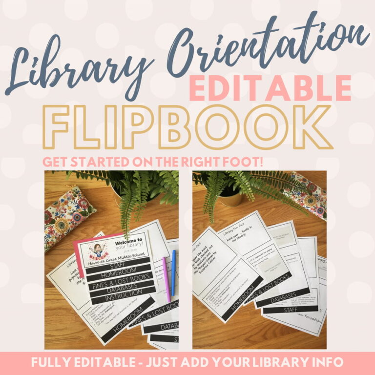 Library Orientation Printable Flipbook for Middle School | Librarians Teach