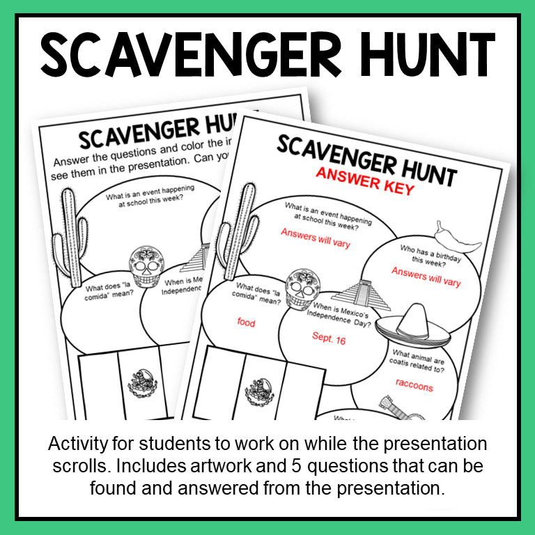 Mexico Scavenger Hunt & Digital Bulletin Board for Elementary ...