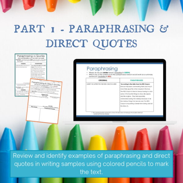 Paraphrasing and Direct Quotes Lesson for Middle School | Librarians Teach