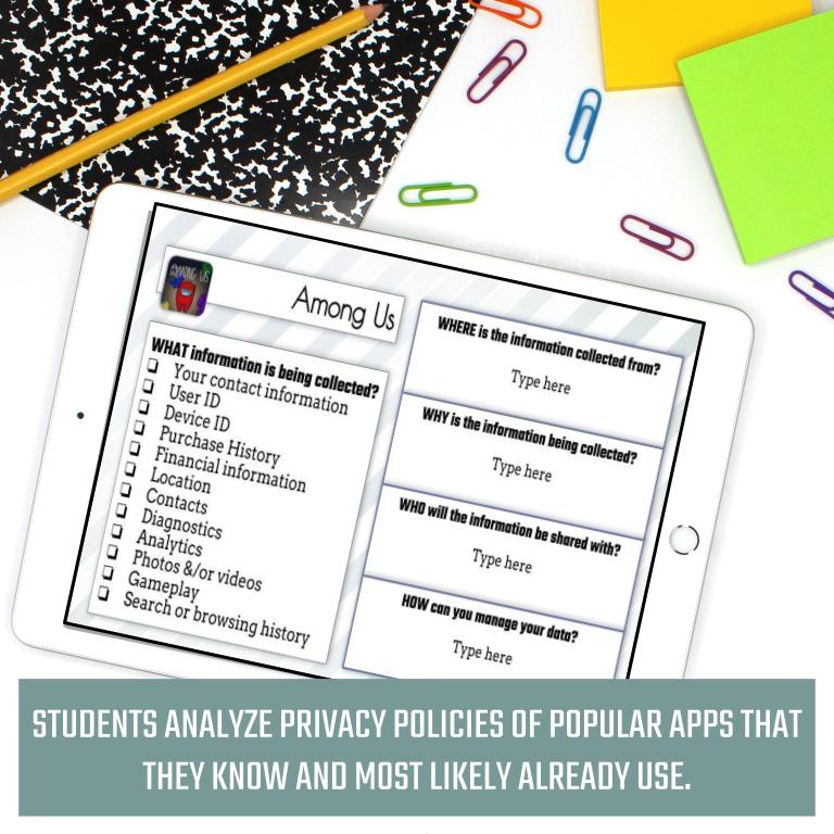 Analyzing Privacy Policies Mini-Unit: Printable and Digital Activities ...