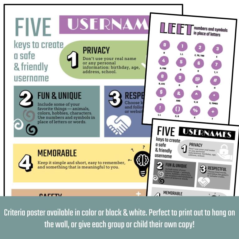 Student Generated Usernames: Digital Citizenship Lesson & Practice ...