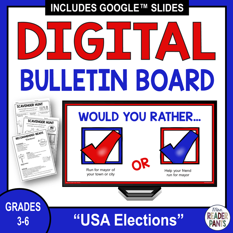 Election Day Digital Bulletin Board & Scavenger Hunts for Elementary ...