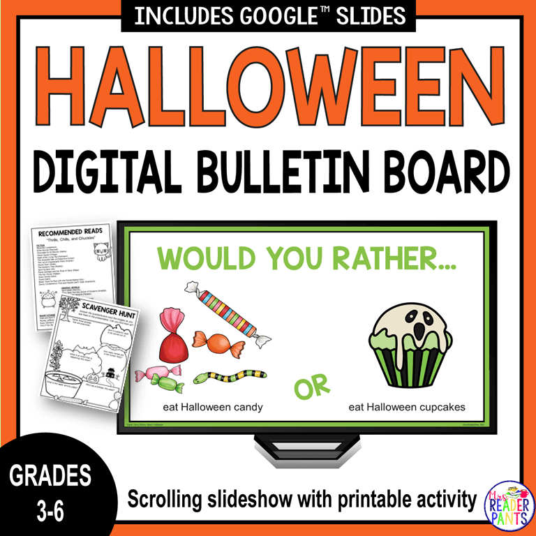Halloween Digital Bulletin Board & Scavenger Hunt for Elementary ...