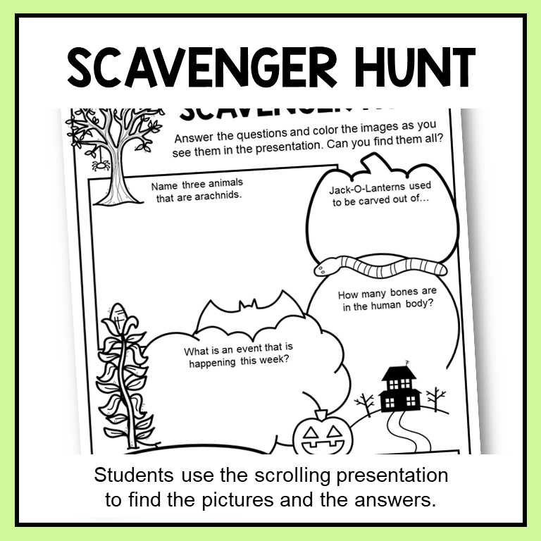 Halloween Digital Bulletin Board & Scavenger Hunt for Elementary ...