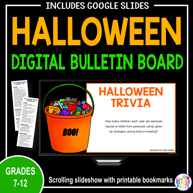 Halloween Digital Bulletin Board & Bookmarks for Secondary | Librarians ...