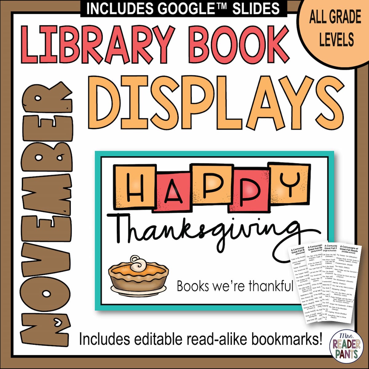 November Book Display Posters and Read-alike Bookmarks | Librarians Teach