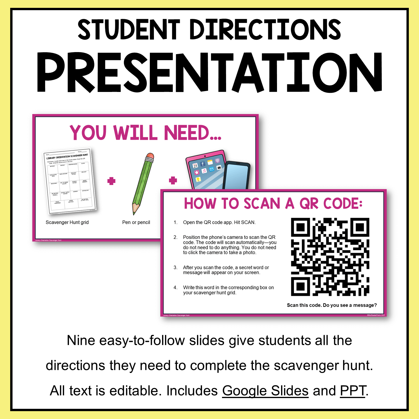 Library Orientation QR Code Scavenger Hunt for Grades 6-9 | Librarians ...
