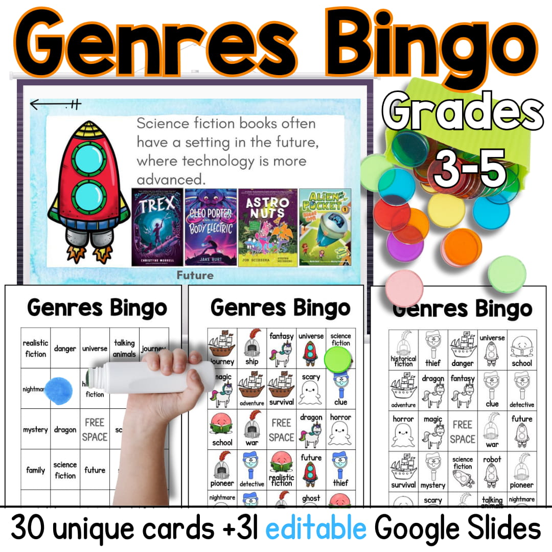 Fiction Genres Bingo Game and Lesson for Grades 3-5 | Librarians Teach