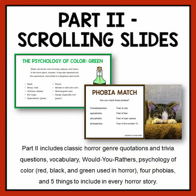 Horror Genre Library Lesson for Middle School and High School ...